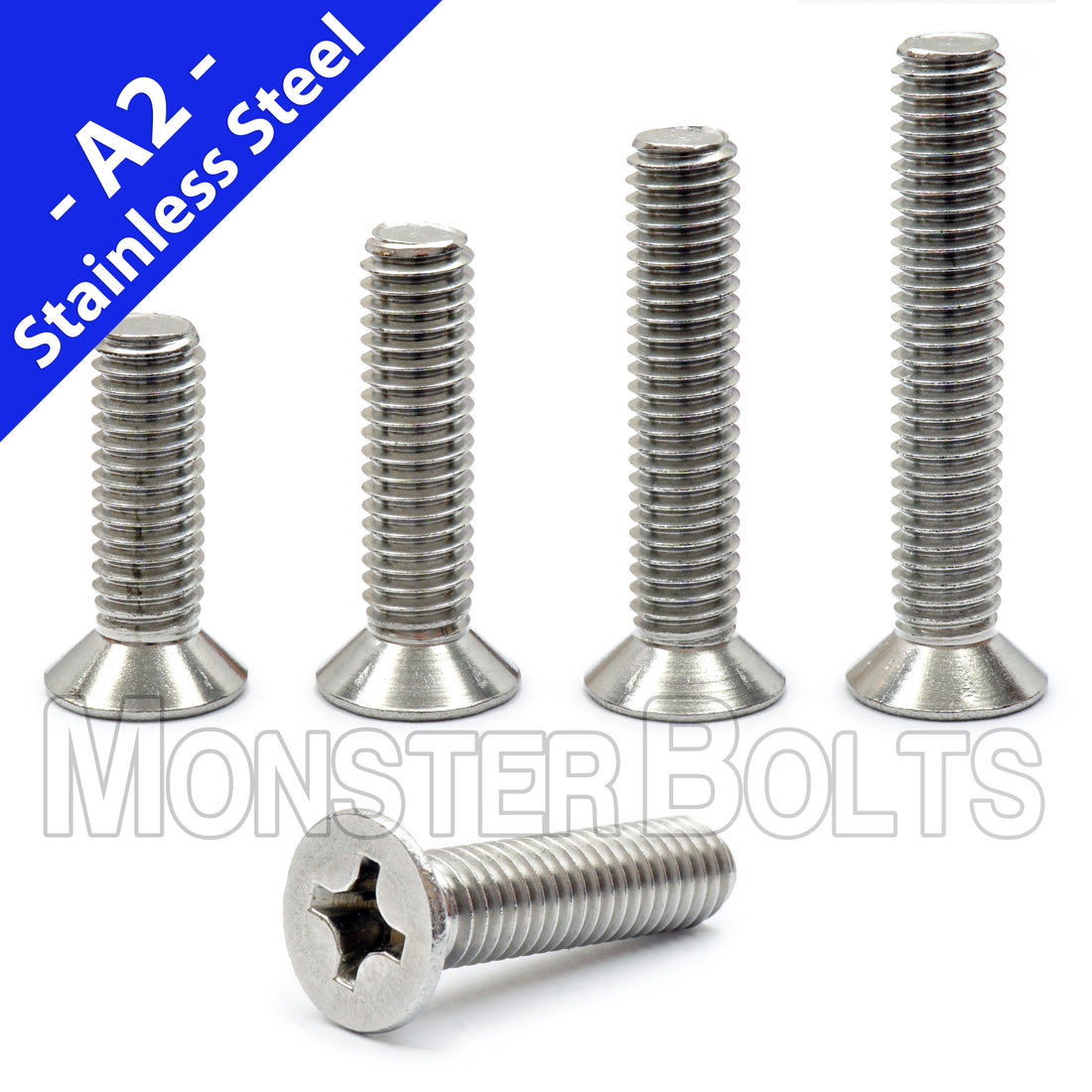 Bulk 3/8"-16 Phillips Flat Head Machine Screws Stainless Steel 18-8 (A2 ...