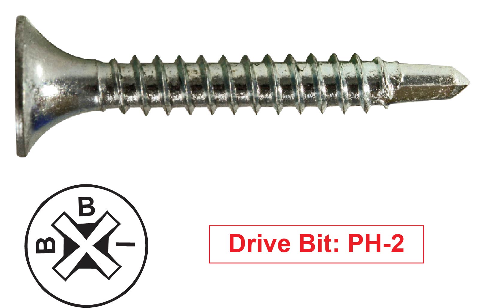 #6-20 & #8-18 Bugle Head Phillips Self-Drilling – Zinc CR+3 (Bulk)