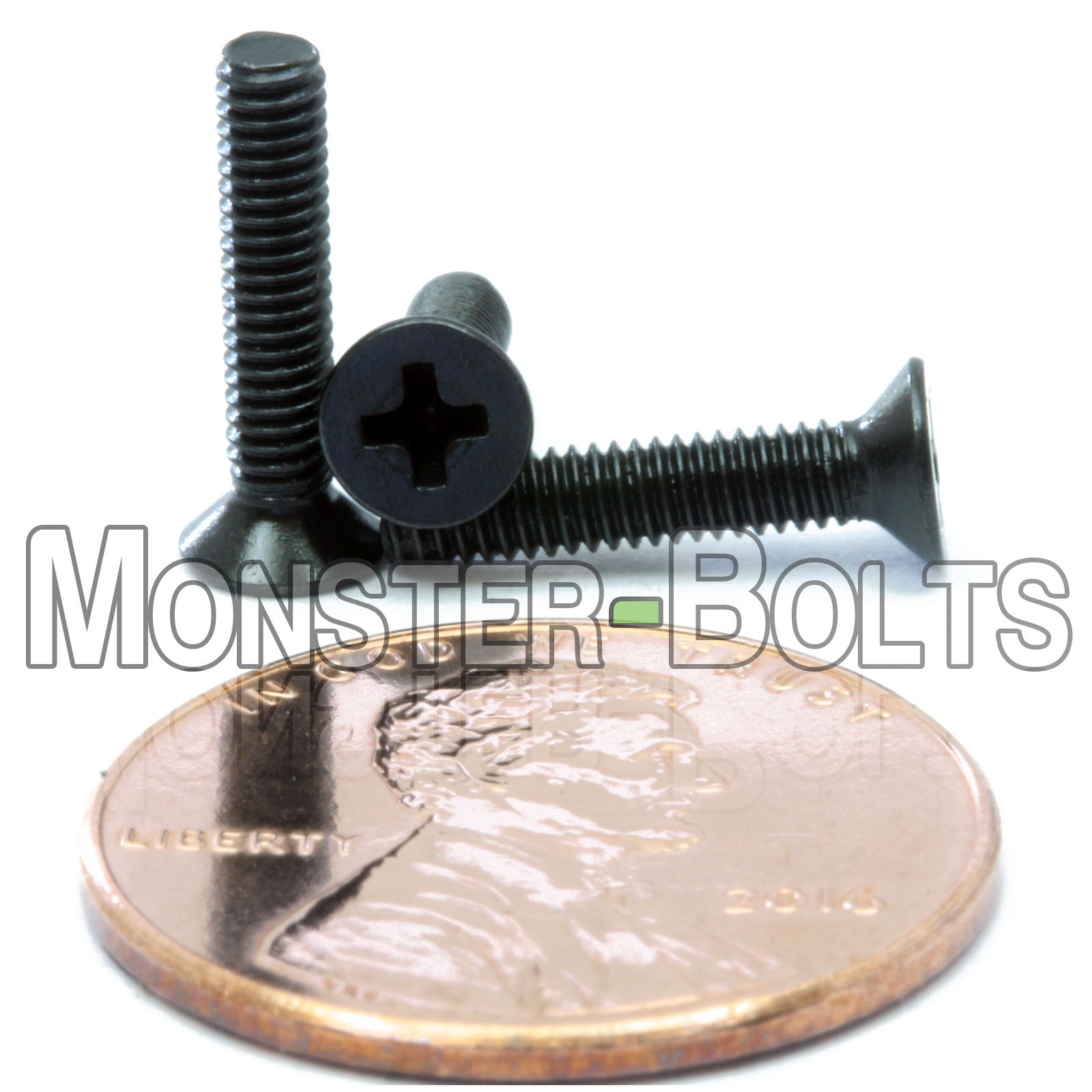 M2.5 Phillips Flat Head Machine screws Steel w Black Ox DIN 965 Coarse