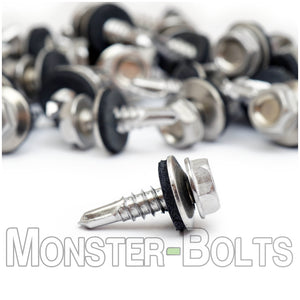 Tek Screws | Hex-Washer Head w EPDM Bonded sealing washer, Drill-Point